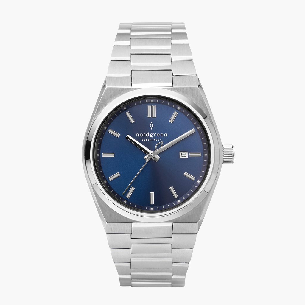 Succession Navy Dial with Silver H- Link Watch Strap